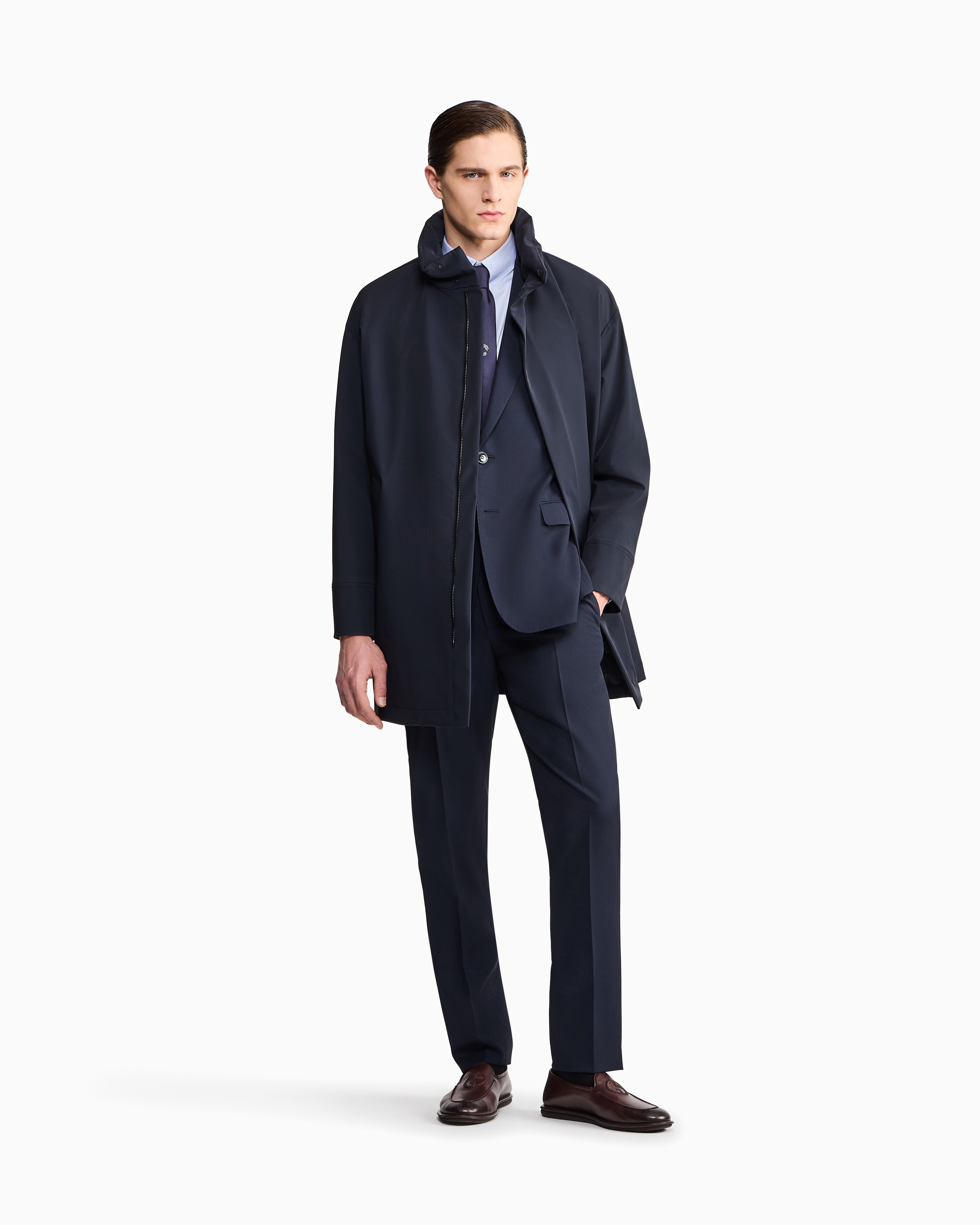 GIORGIO ARMANI Stretch Nylon Pea Coat